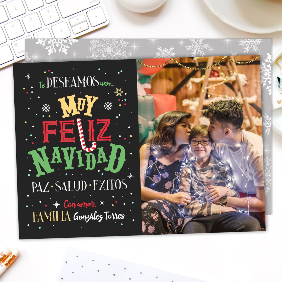 Printable Christmas Photo Card Spanish Christmas Greeting - Etsy