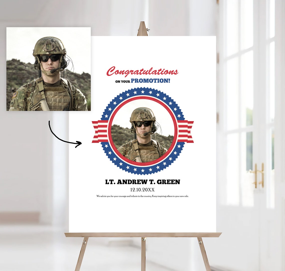 Custom Military Promotion Photo Guest Book Poster, Printable and ...