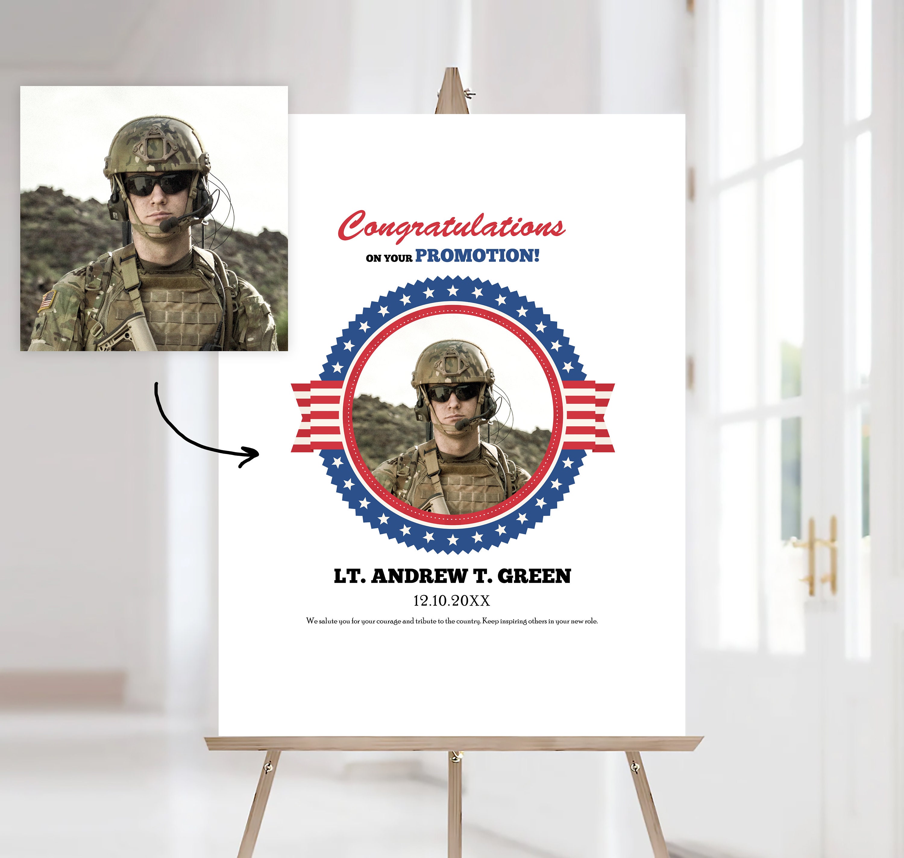 Custom Military Promotion Photo Guest Book Poster, Printable and ...