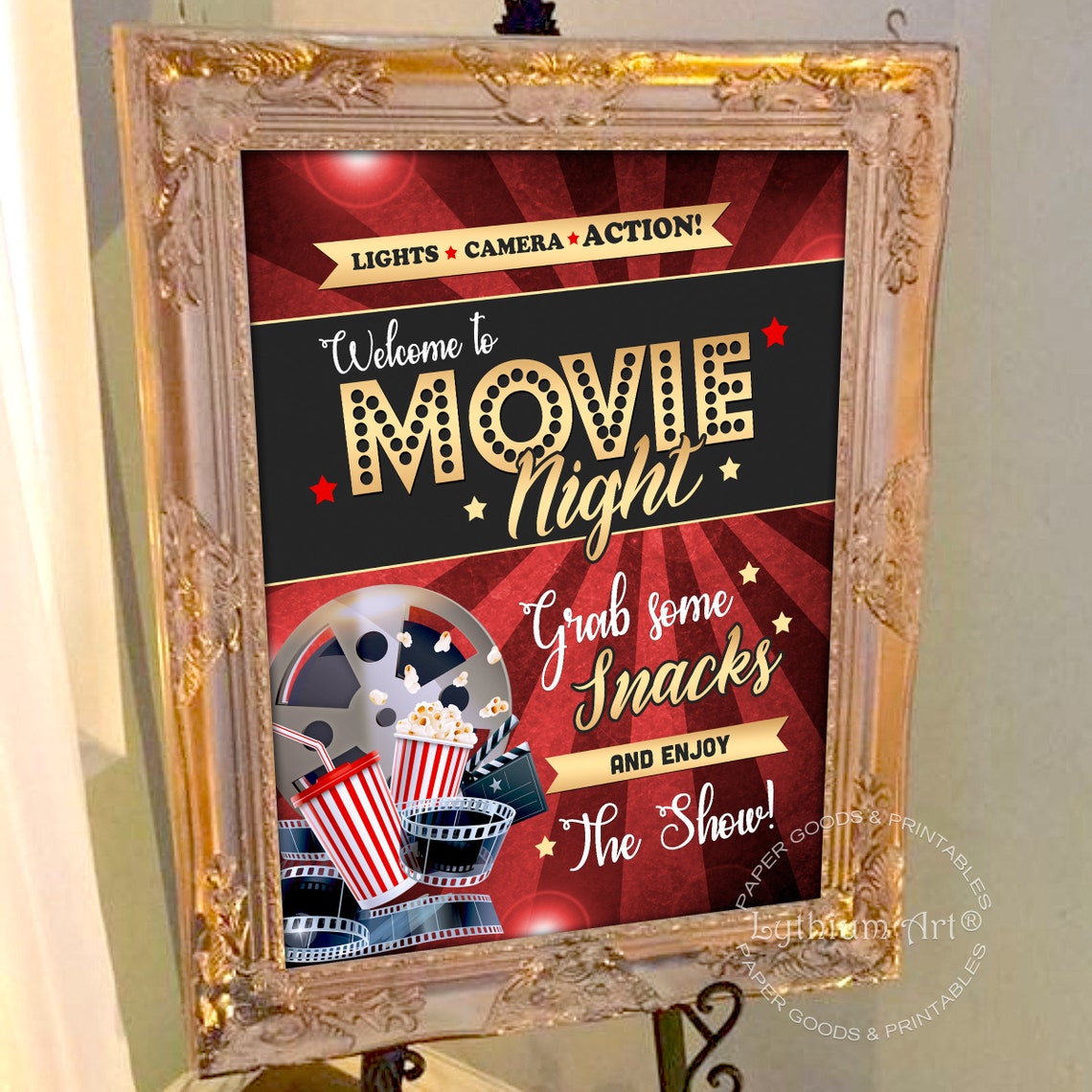 MOVIE NIGHT LABELS Movie Night Decor Kit Movie Night - Etsy España