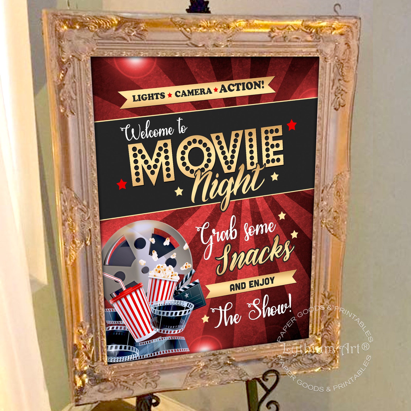 MOVIE NIGHT LABELS Movie Night Decor Kit Movie Night | Etsy