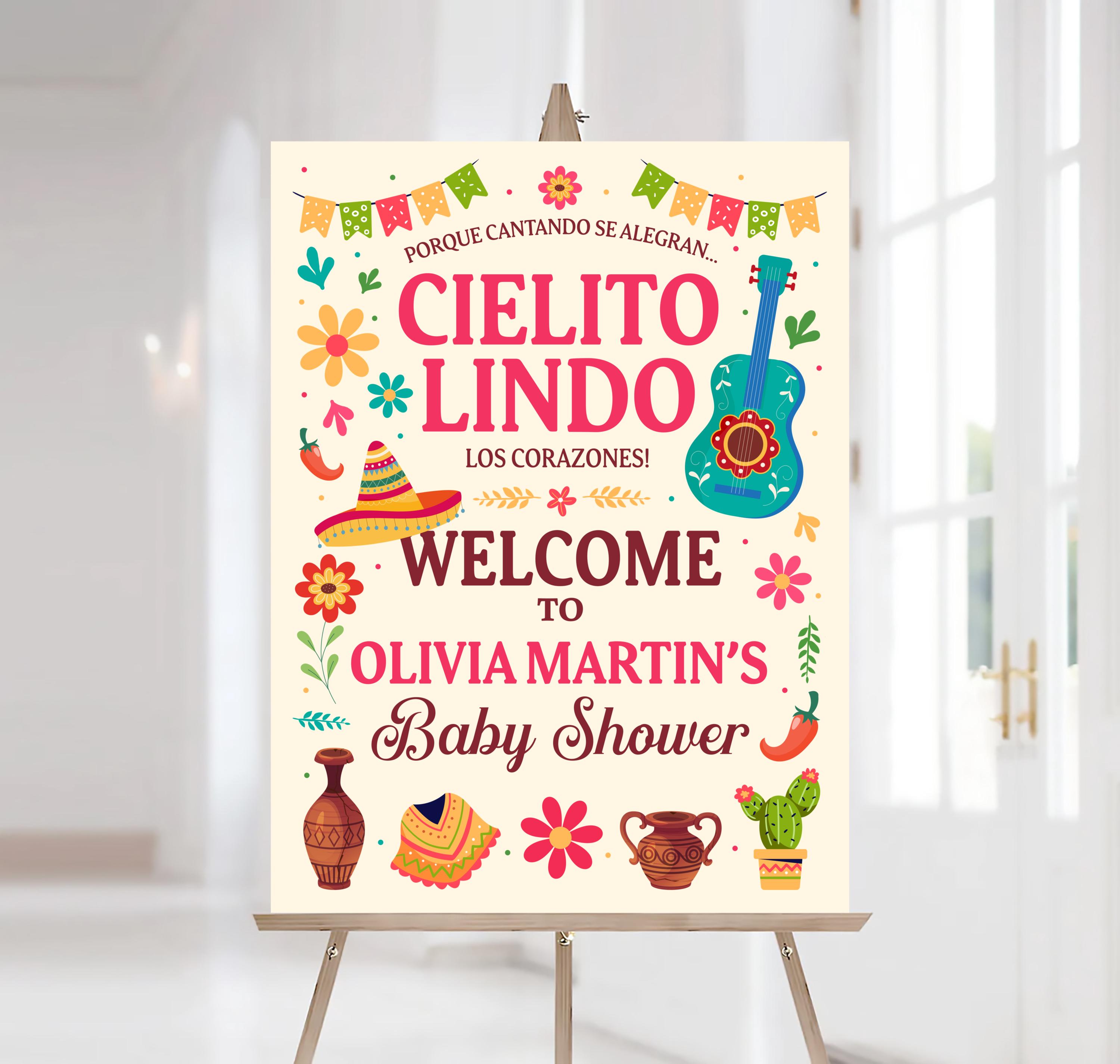 Cielito Lindo Baby Shower Welcome Sign, Mexican Party Poster Printable ...