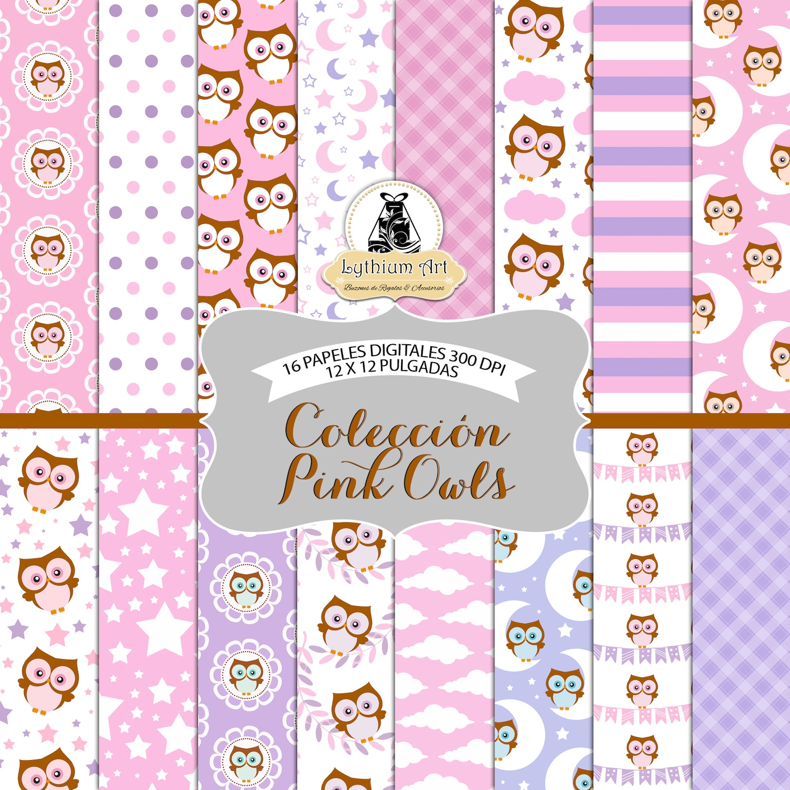 Owls Digital Paper Pink Owls Paper Cute Owls Printable - Etsy