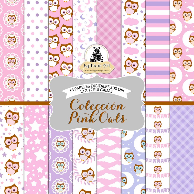 Owls Digital Paper Pink Owls Paper Cute Owls Printable - Etsy