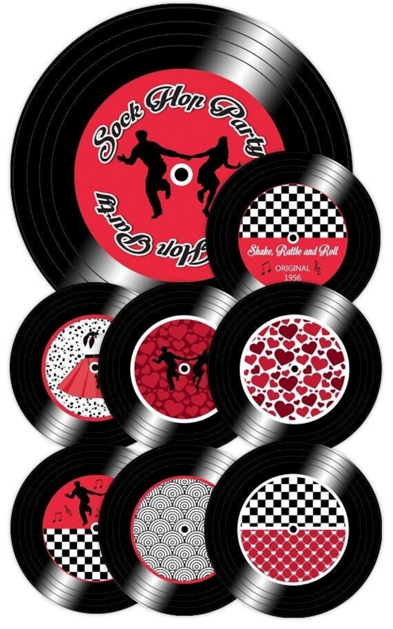 50s Sock Hop Party Decorations Printable Vinyl Records - Etsy
