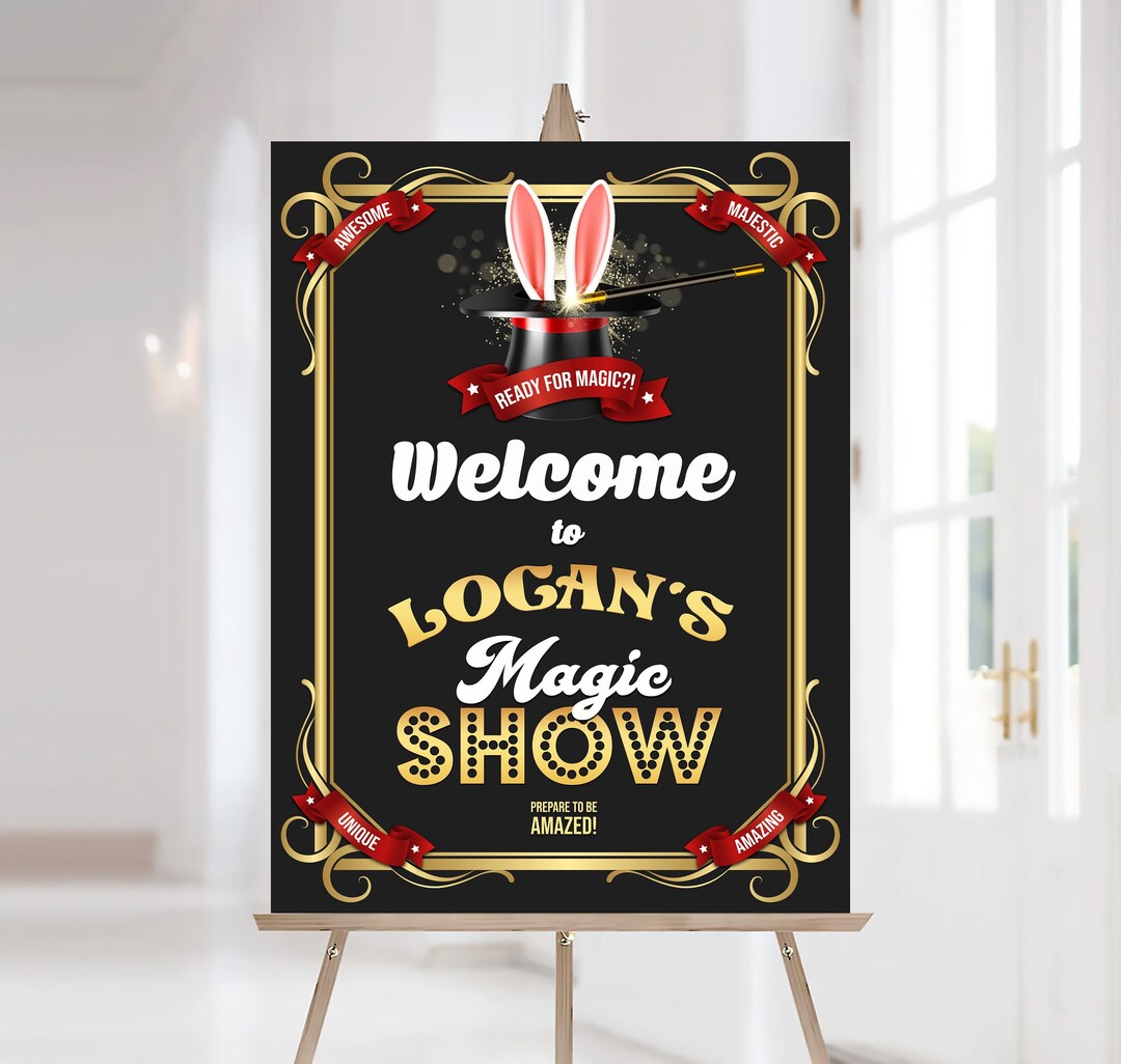 Magic Show Welcome Sign, Printable Magic Birthday Party Poster ...