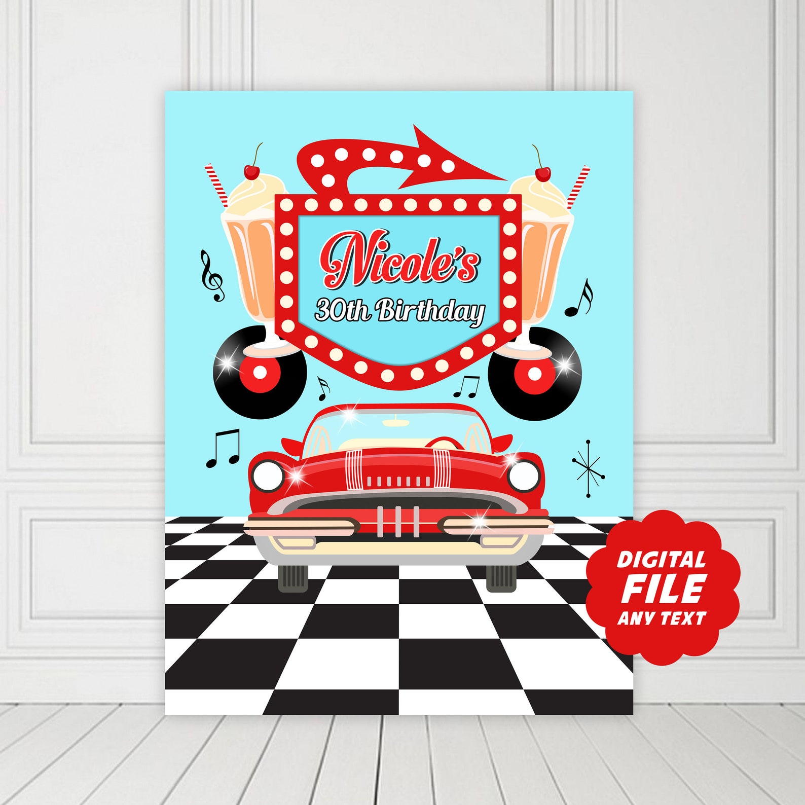 50's Sock Hop Party Invitation Printable File Diner | Etsy Canada