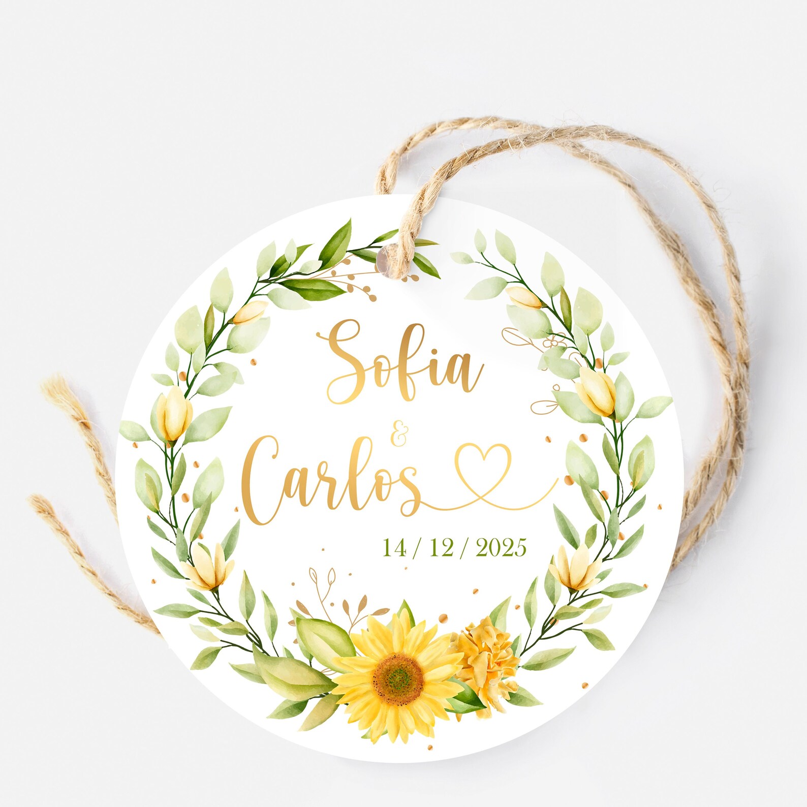 Sunflower Wreath Round Labels Printable and Personalized - Etsy