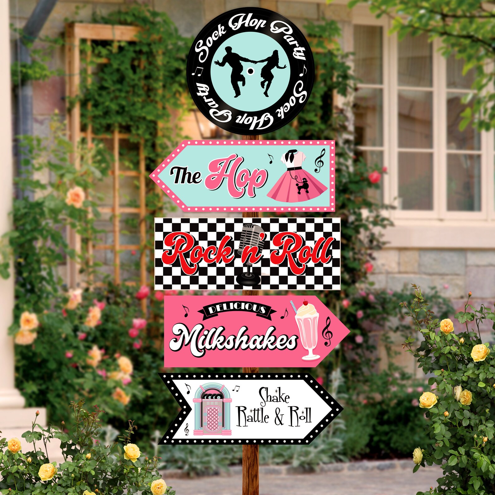 Create Your Own Ice Cream Float Party Sign, 50s Sock Hop Party Decor ...