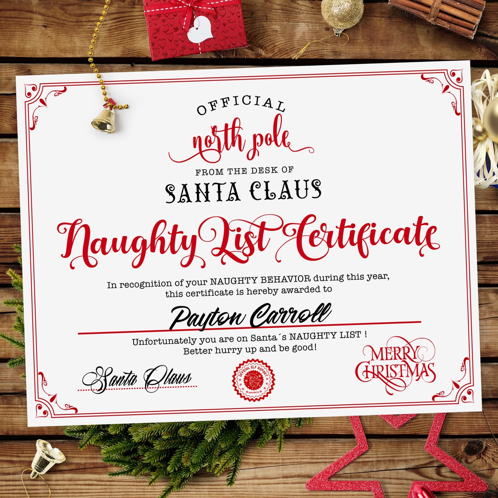 Editable Santa Letter and Naughty List Certificate Instant - Etsy