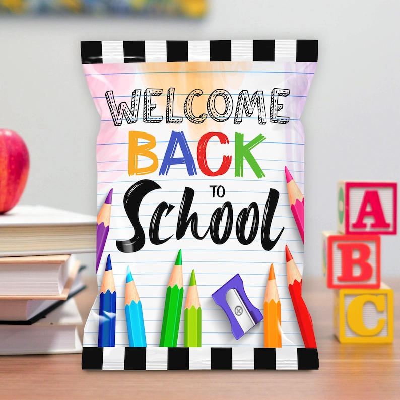 Back to School Printable Chip Bag, Instant Download, School Favors ...
