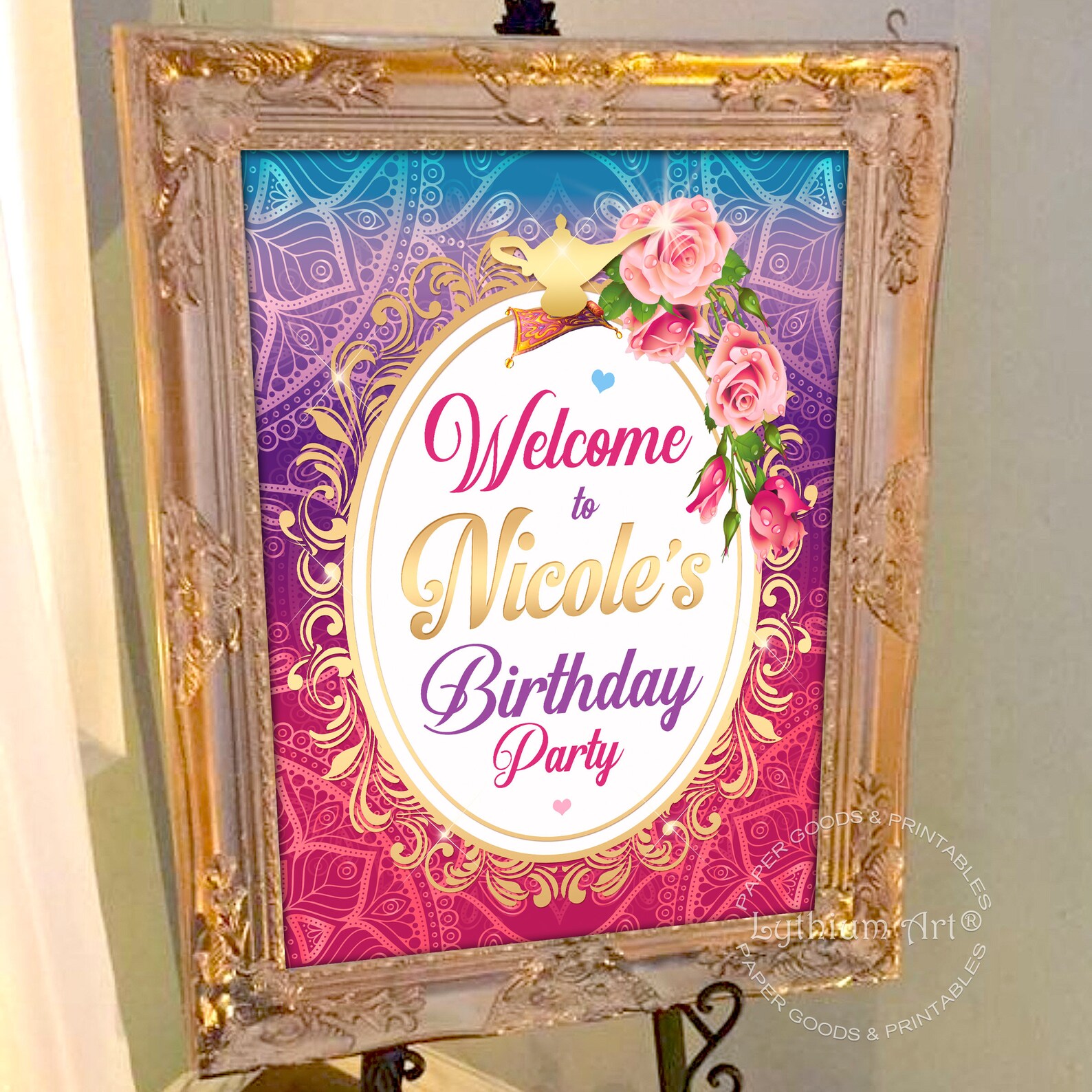 Moroccan Arabian Nights Welcome Sign Personalized Birthday - Etsy