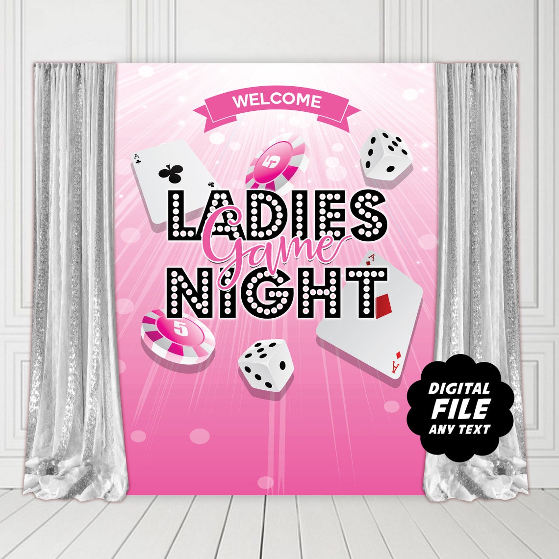 Ladies Game Night Party Backdrop Printable and Personalized | Etsy