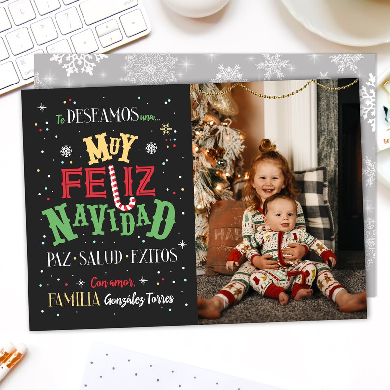 Printable Christmas Photo Card Spanish Christmas Greeting - Etsy