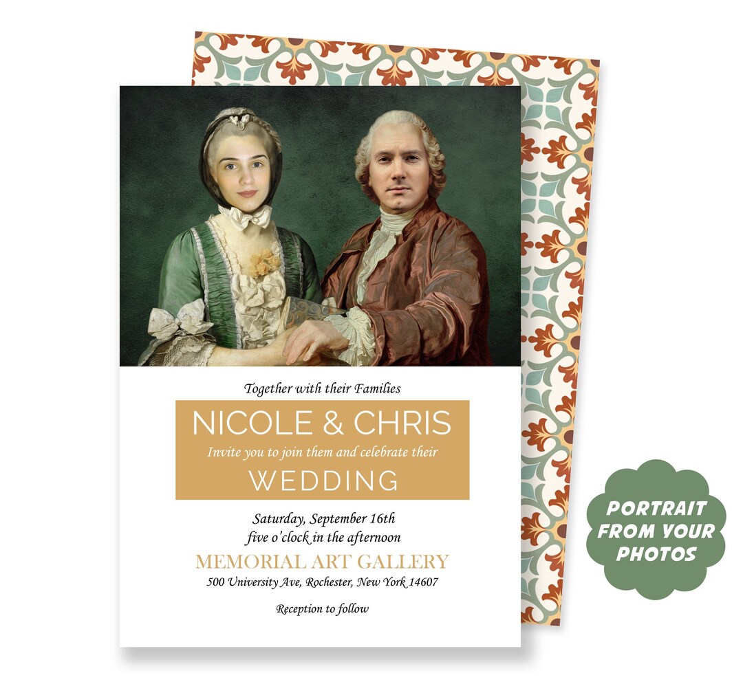 Wedding Invitation With Portrait From Your Photos, Digital Invitation ...