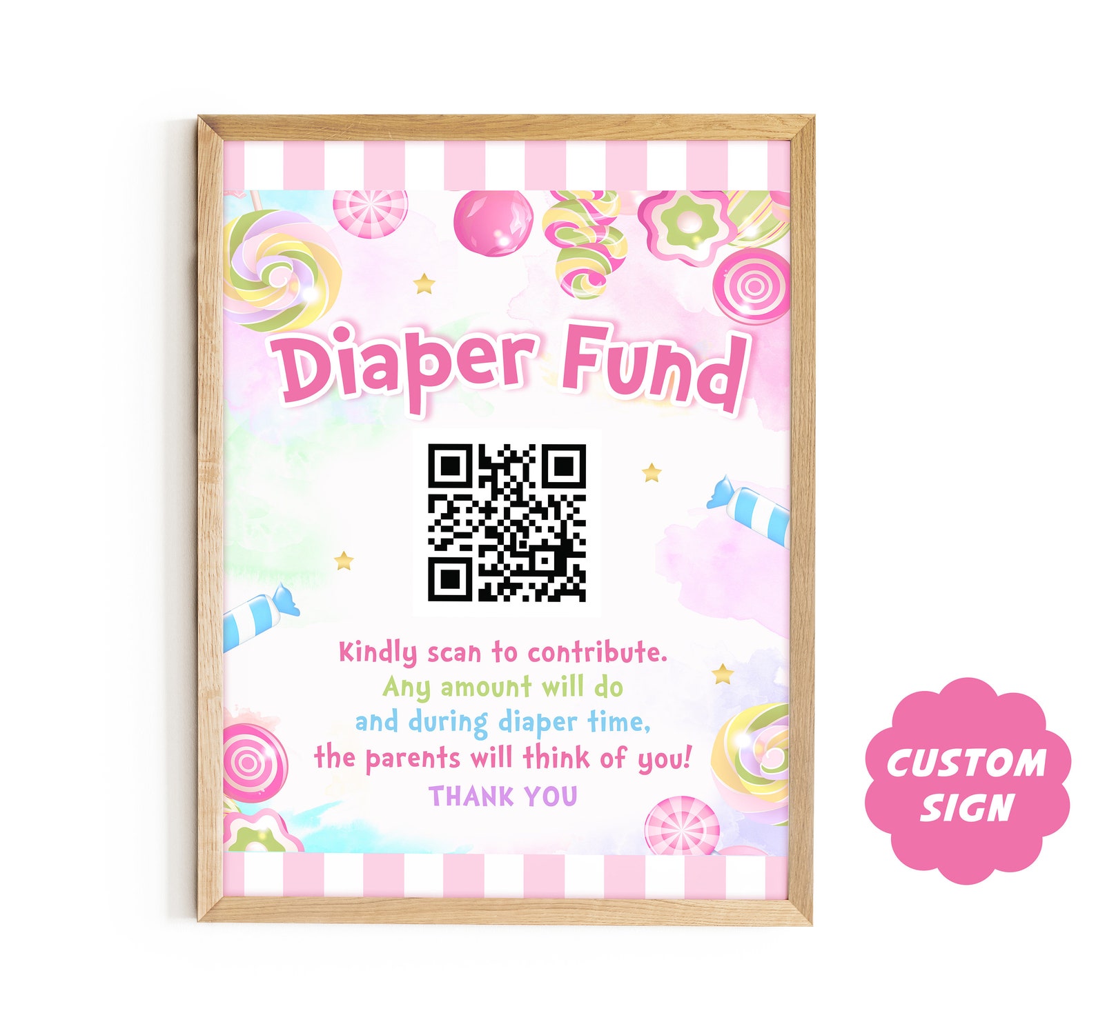 Candyland Party Sign Diaper Fund Printable Sign Personalized - Etsy