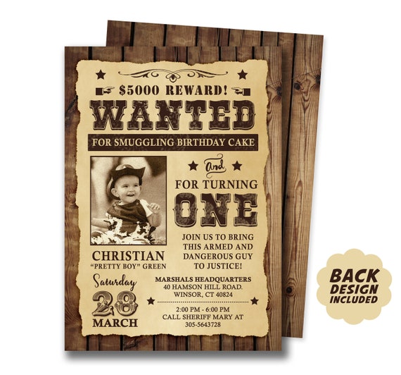 Wanted Poster Invitation Digital Cowboy Birthday Invitation - Etsy