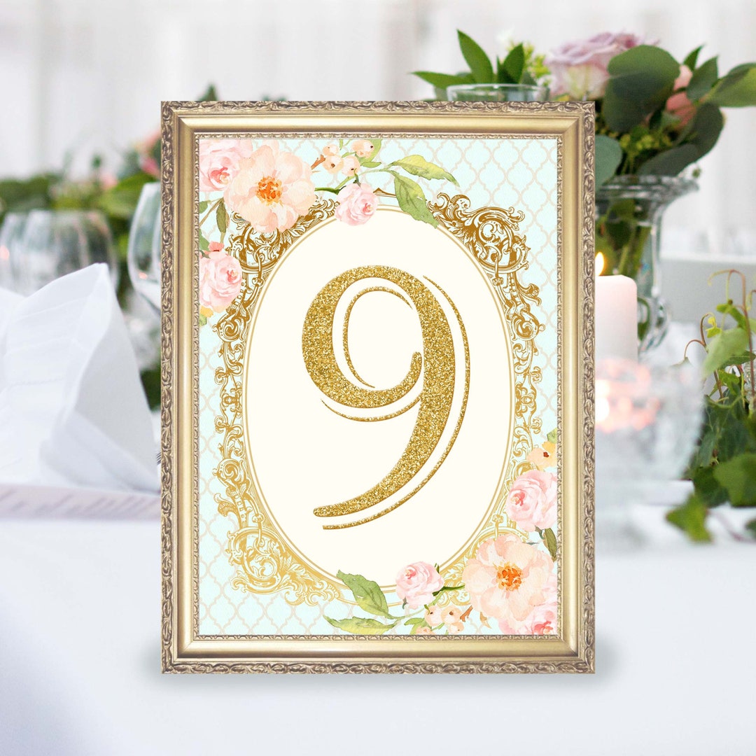 Floral Table Numbers, Instant Download, Printable Table Numbers 1 to 20 ...