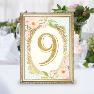 Floral Table Numbers, Instant Download, Printable Table Numbers 1 to 20 ...