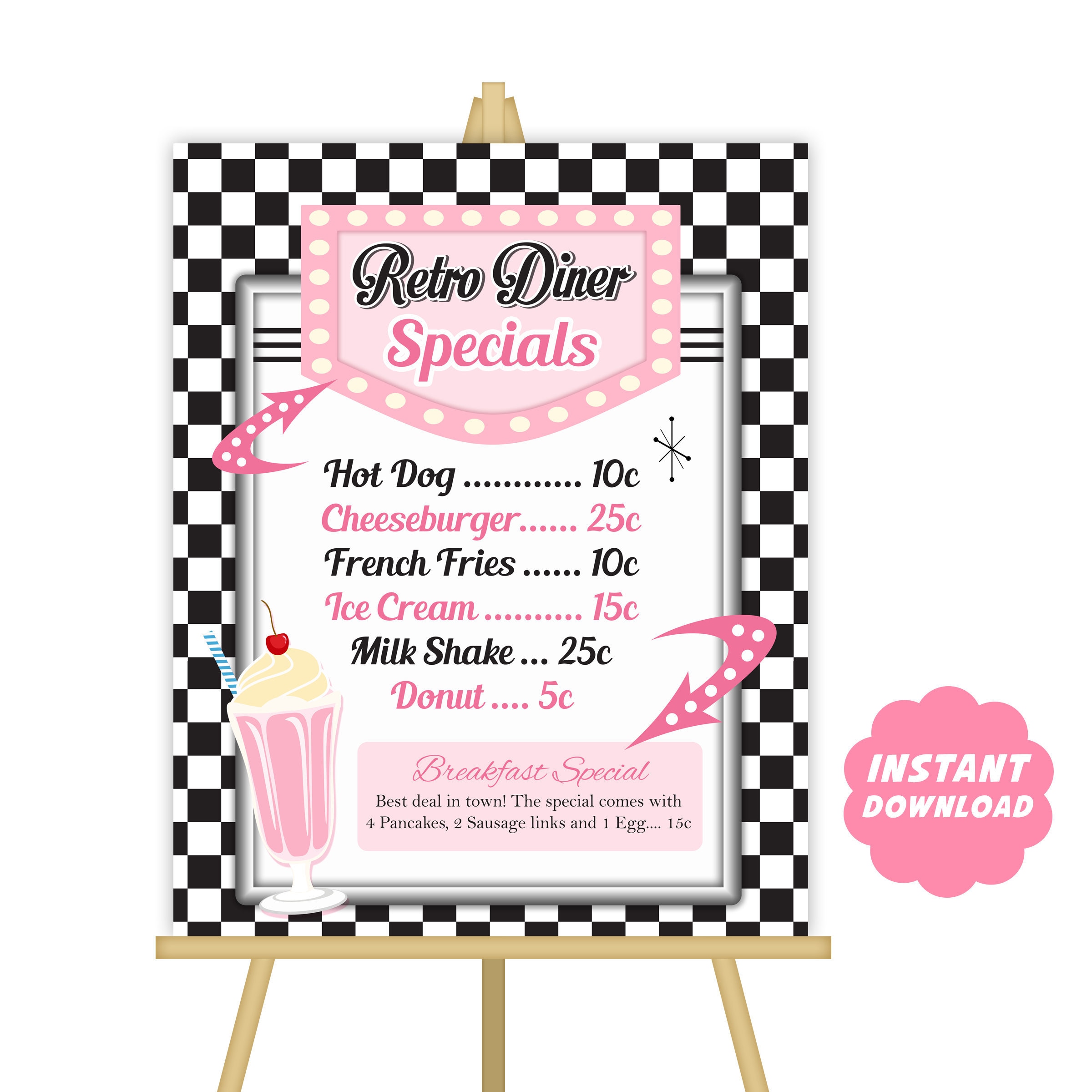 50s Diner Menu Template