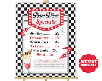 50s Diner Menu Template