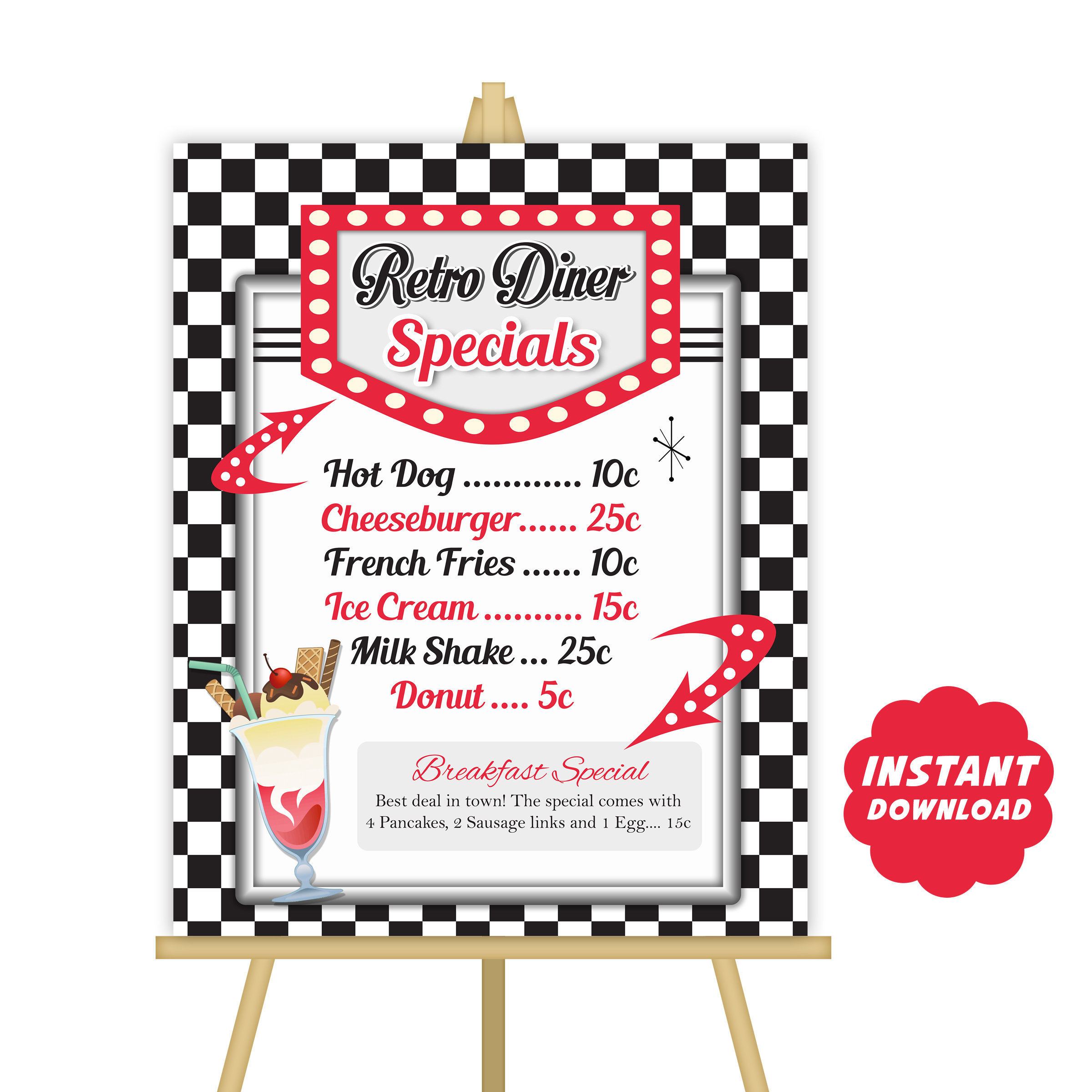 50s Sock Hop Party Sign Instant Download Red and Black - Etsy UK