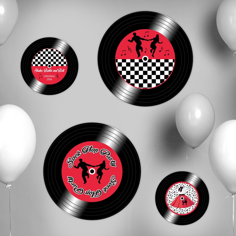 50s Sock Hop Party Decorations Printable Vinyl Records - Etsy