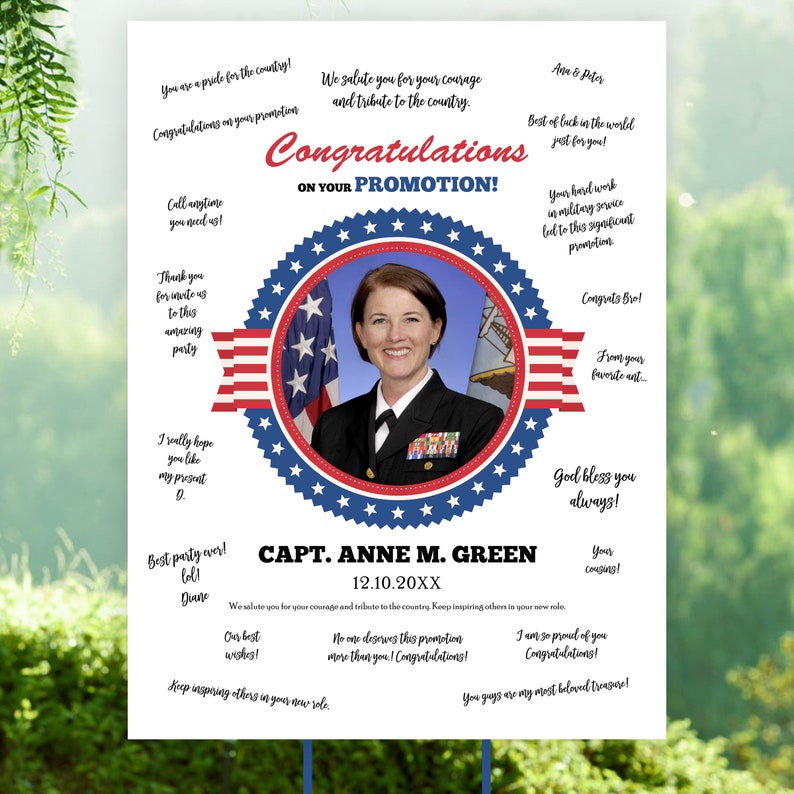 Custom Military Promotion Photo Guest Book Poster, Printable and ...