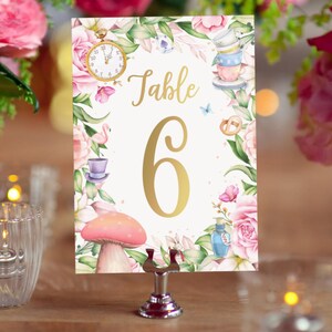 Alice in Wonderland Table Numbers, Printable 1 to 20 Cards, Wonderland ...
