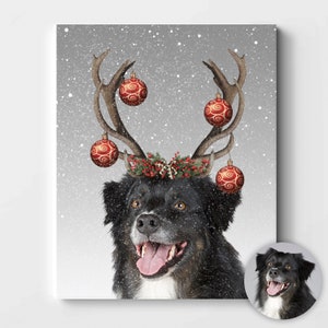 My Pet Reindeer, Pet Portrait From Photo, Digital Christmas Portrait ...