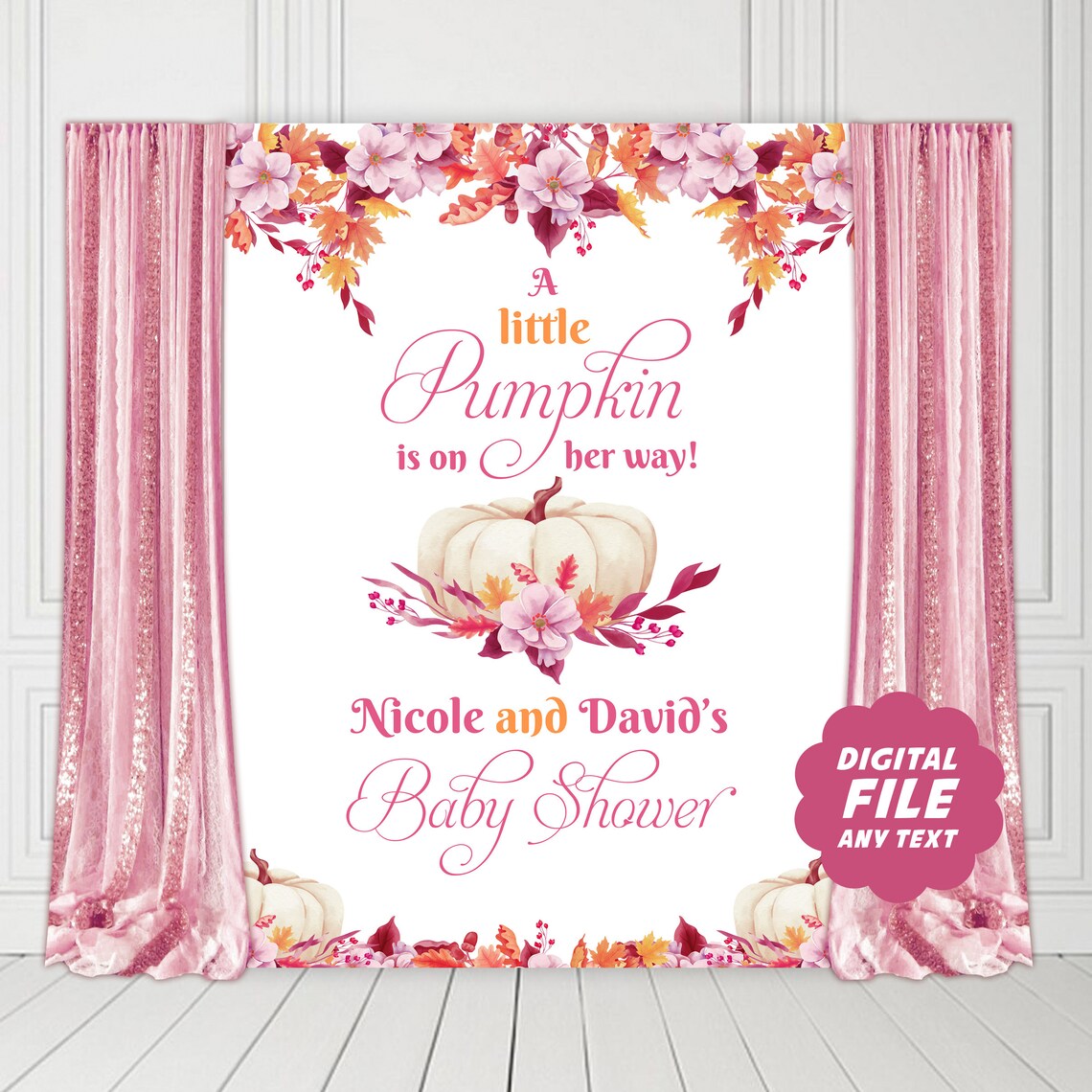 Pumpkin Party Backdrop A Little Pumpkin is on Her Way Baby - Etsy