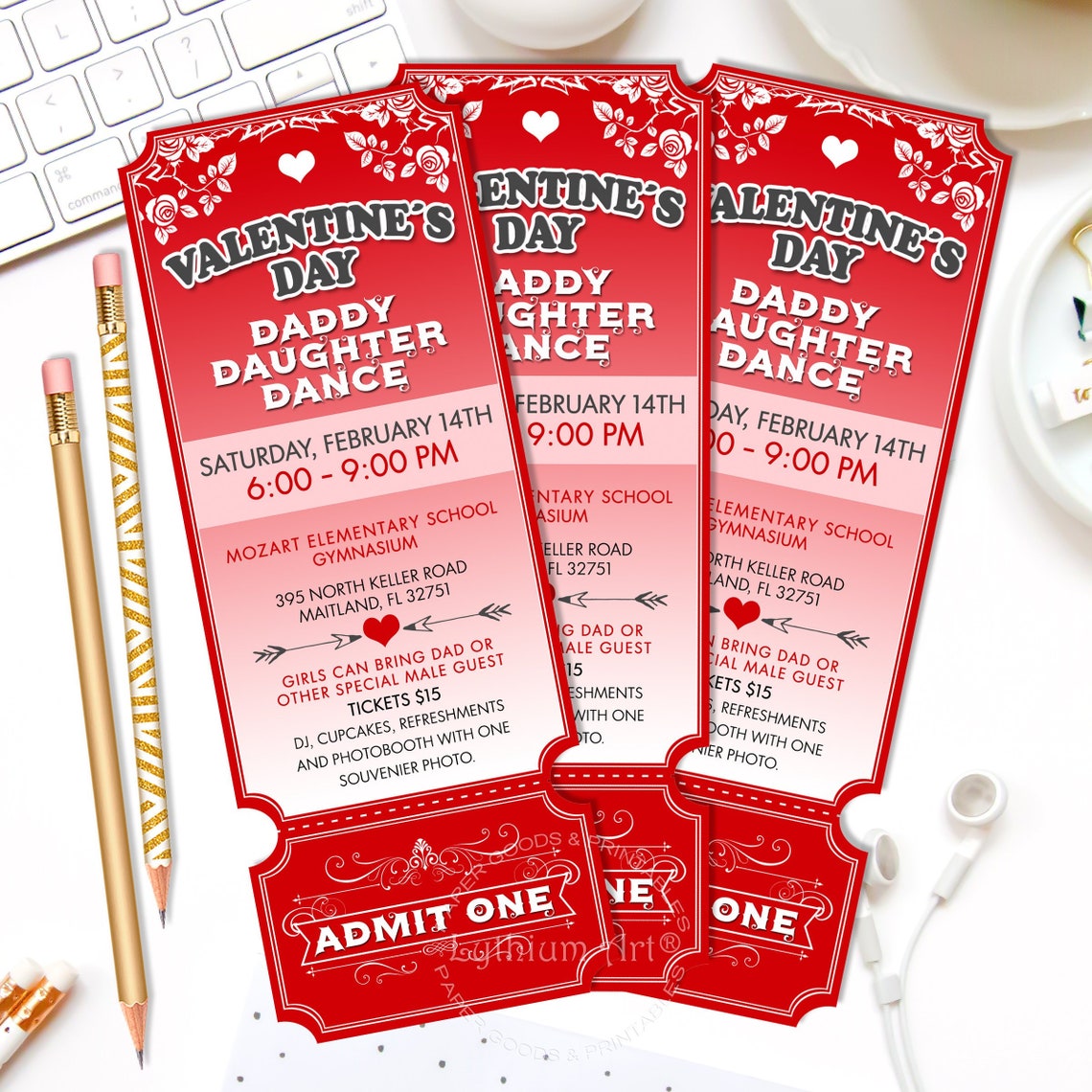 Daddy Daughter Dance Ticket Invitation Printable File - Etsy