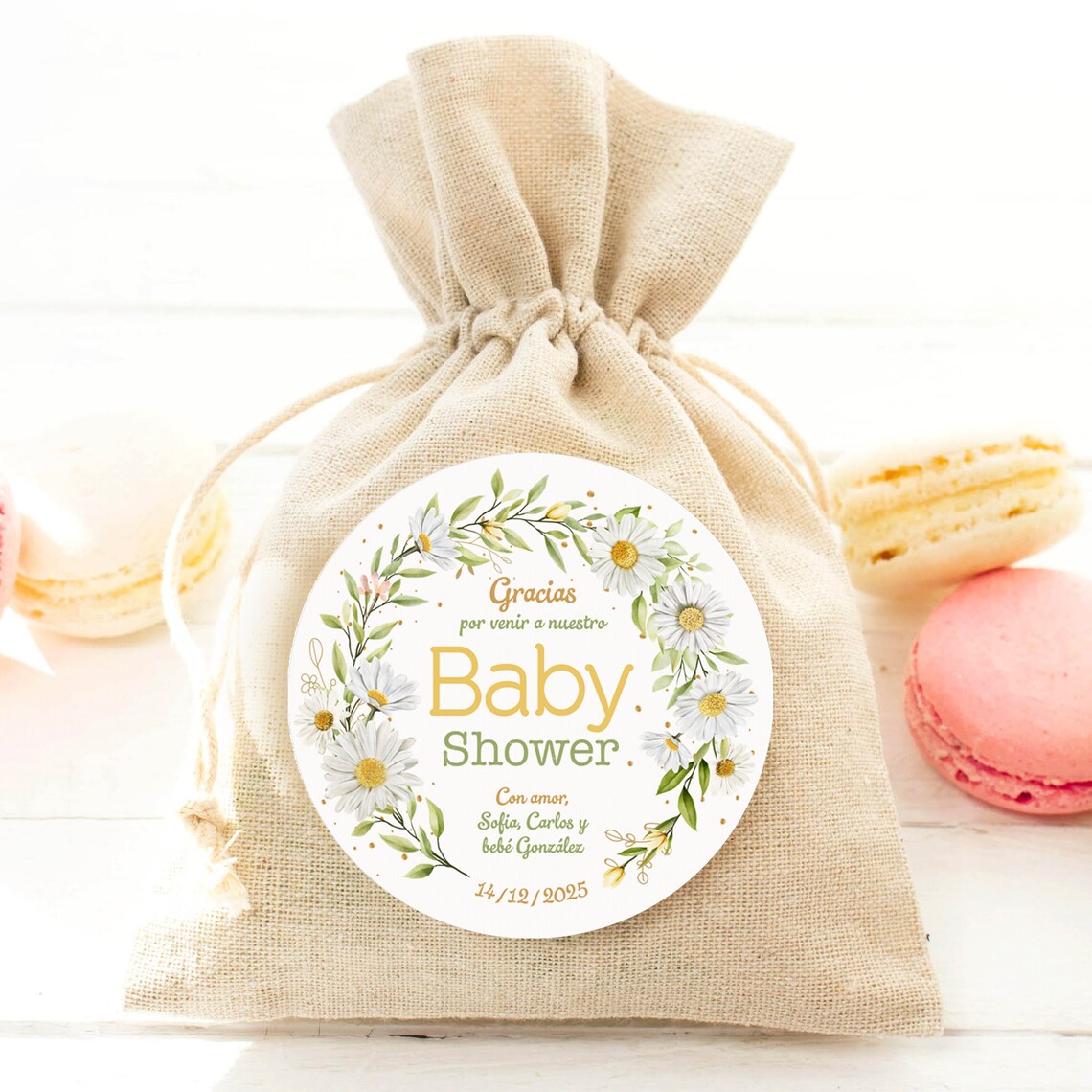 Daisy Round Tag Printable and Personalized Daisy Label Baby - Etsy