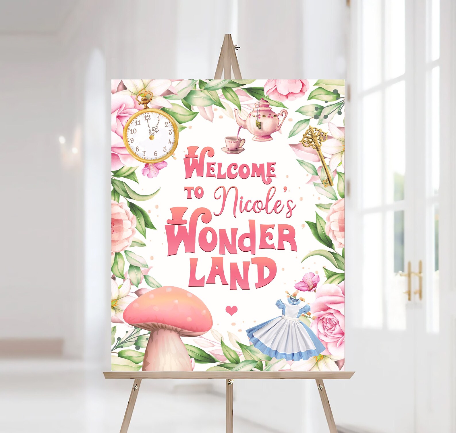 Alice in Wonderland Welcome Sign Printable and Personalized - Etsy