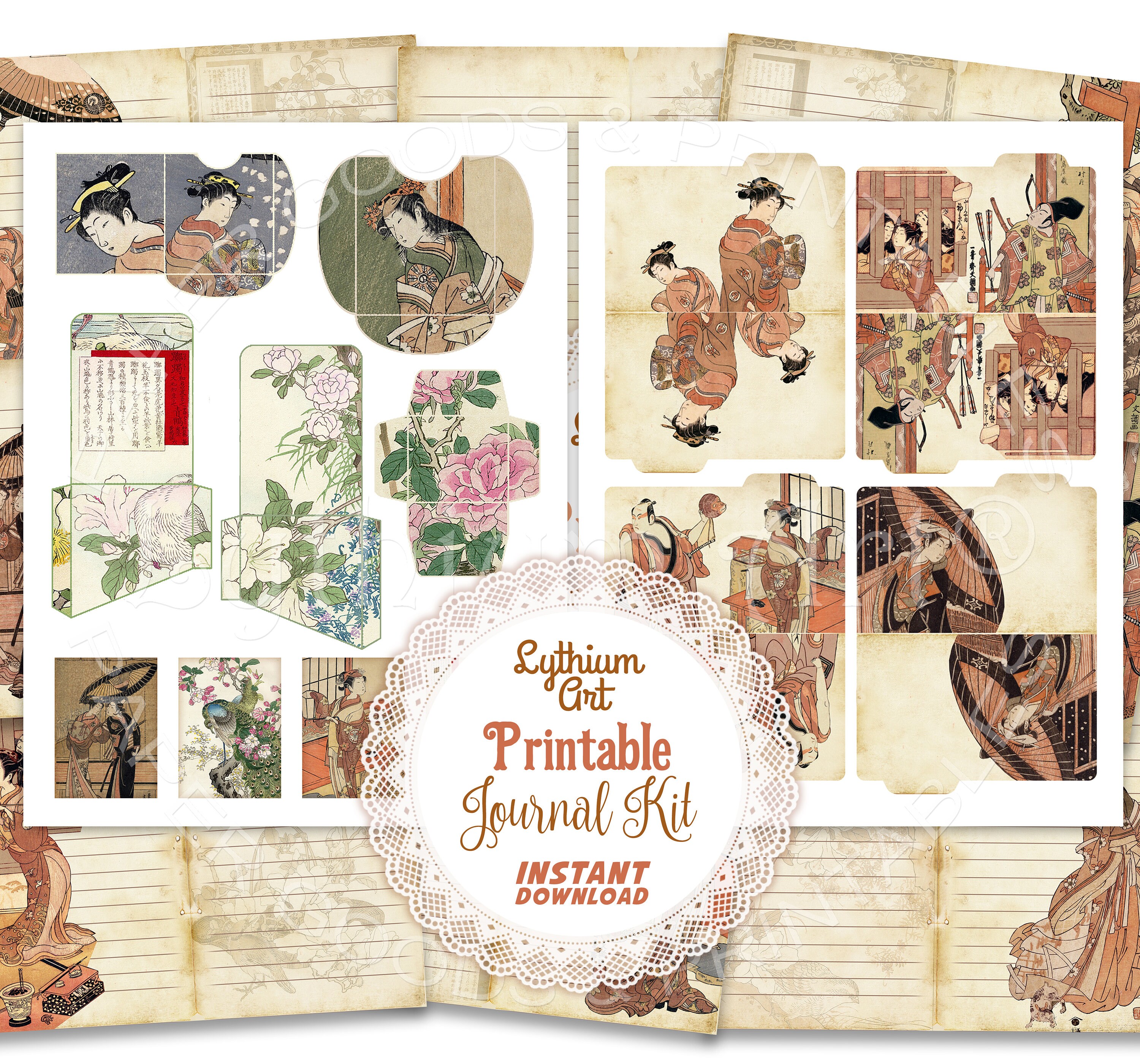 Japanese Art Junk Journal Kit Instant Download Printable | Etsy