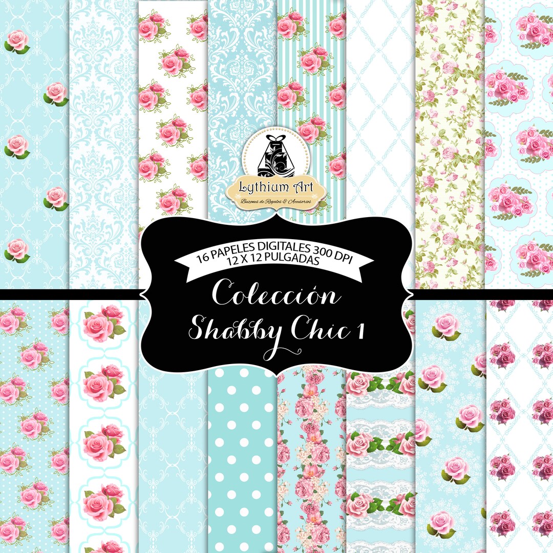 Shabby Chic Digital Paper, Shabby Chic Paper, Floral Vintage Scrapbook ...