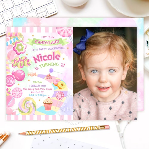 Candy Theme Birthday Invitation Candyland Birthday Digital - Etsy