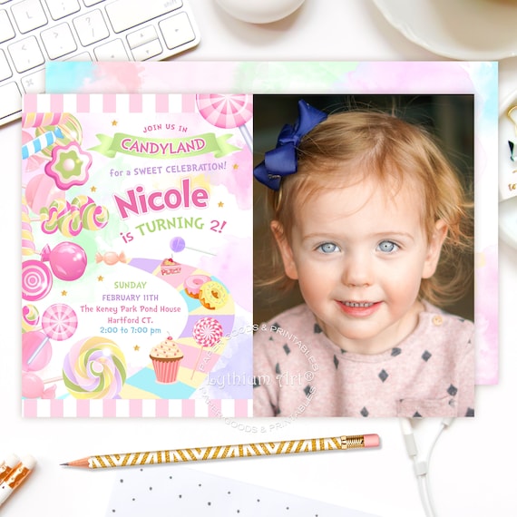 CANDYLAND Photo Invitation, Candy Land Birthday Invitation, Candyland ...