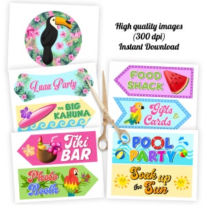 Summer Pool Party Signs, Instant Download, Tropical Themed Party ...