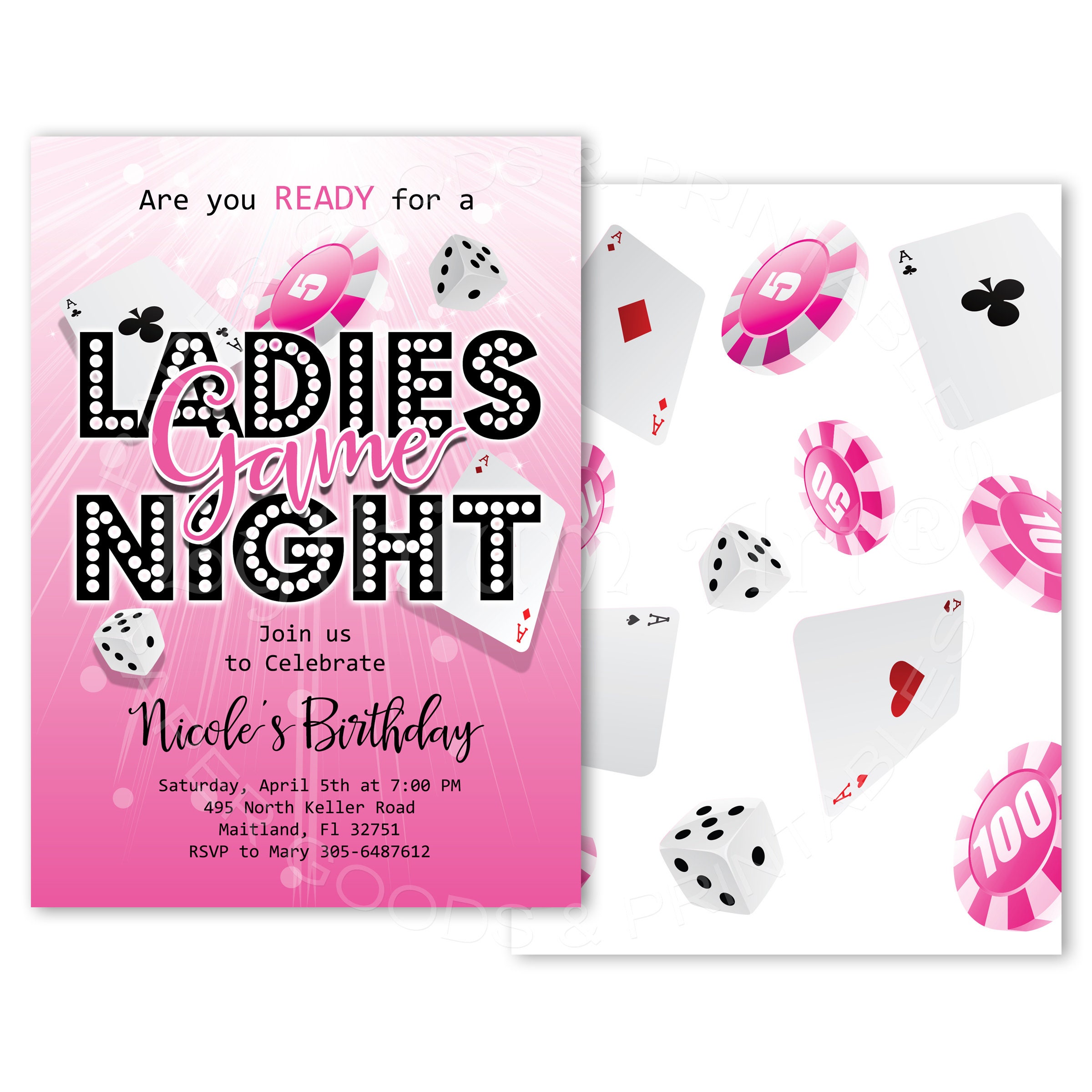 Ladies Game Night Invitation Printable and Personalized Game | Etsy España