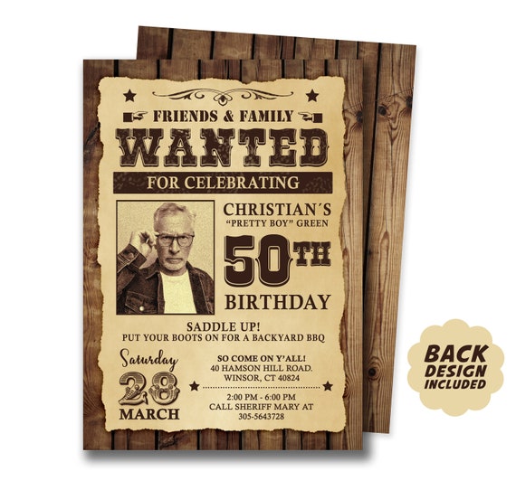 Adult Western Invitation, Digital Cowboy Party Invitation, Wanted ...