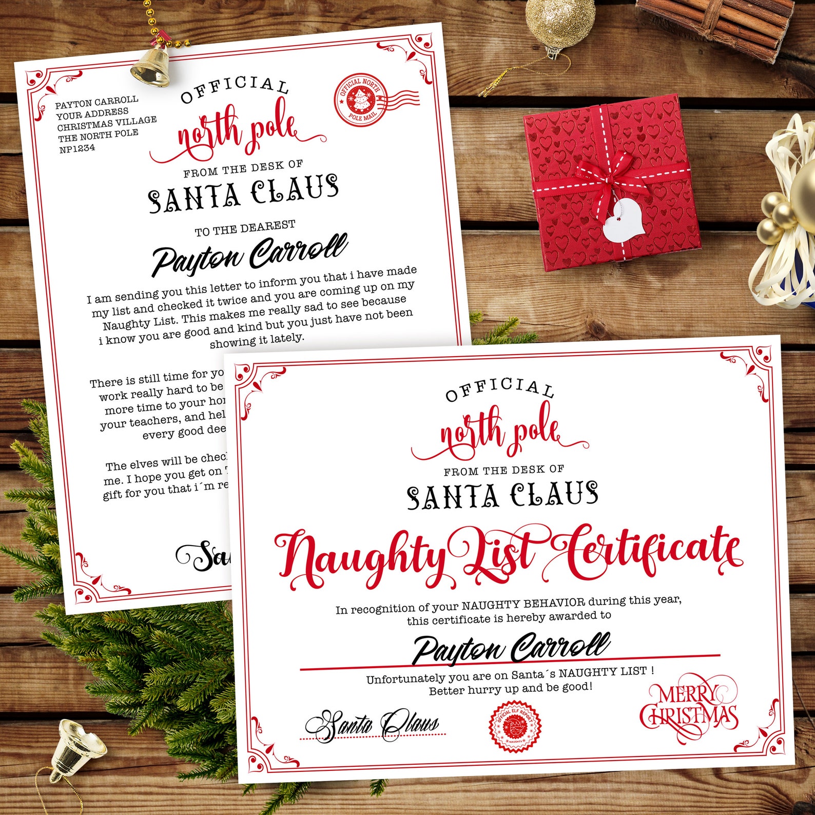 Editable Santa Letter and Naughty List Certificate Instant - Etsy