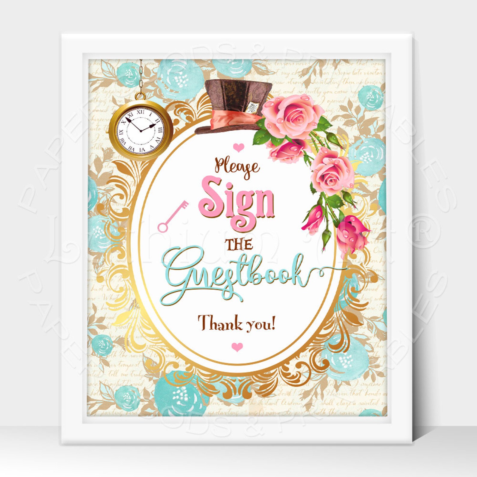 ALICE IN WONDERLAND Party Sign Sign Me Printable Sign - Etsy