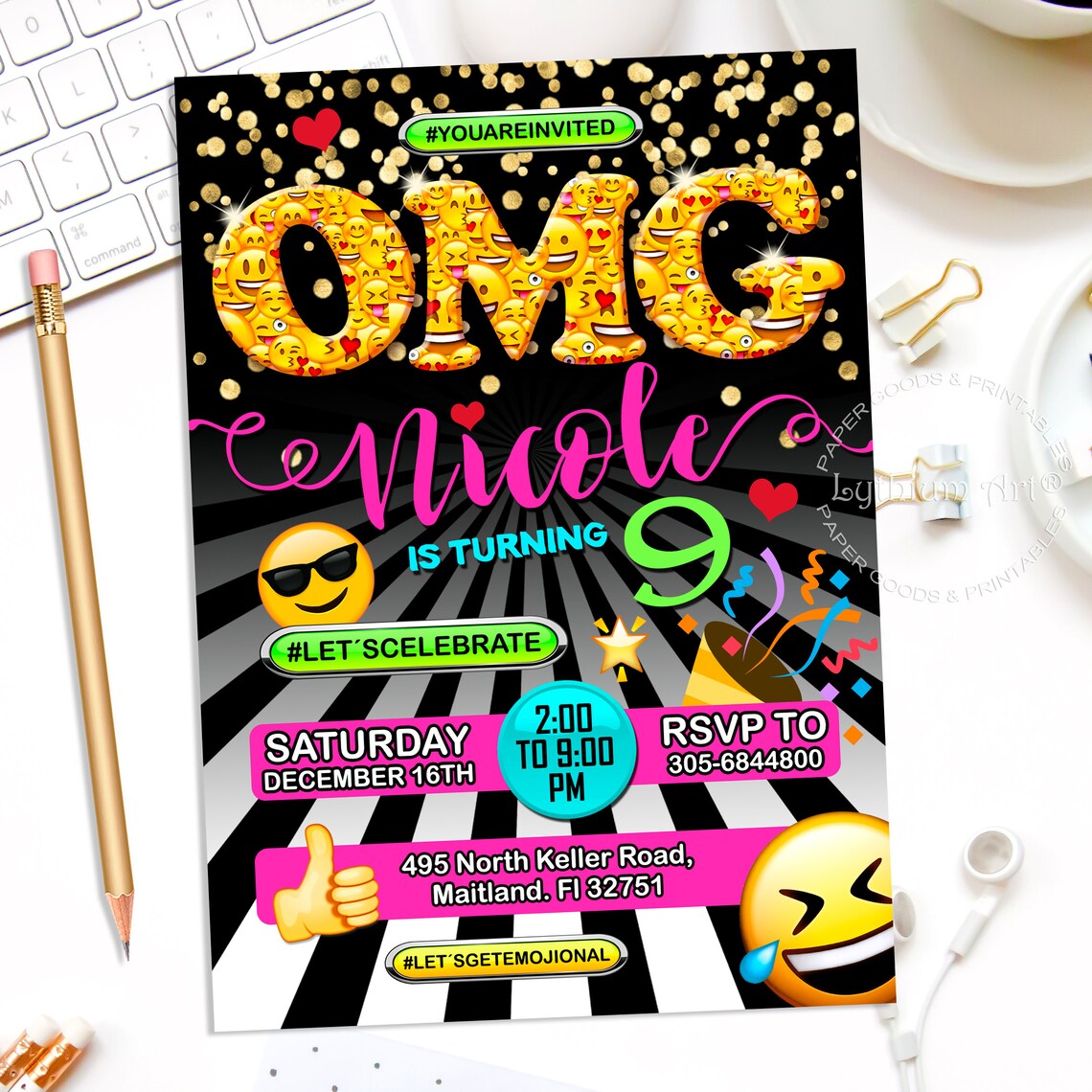 EMOJI Invitation Emoji Birthday Party Invitation Printable | Etsy