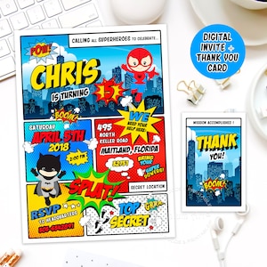 Comic Book Birthday Invitation, Printable and Personalized Party ...