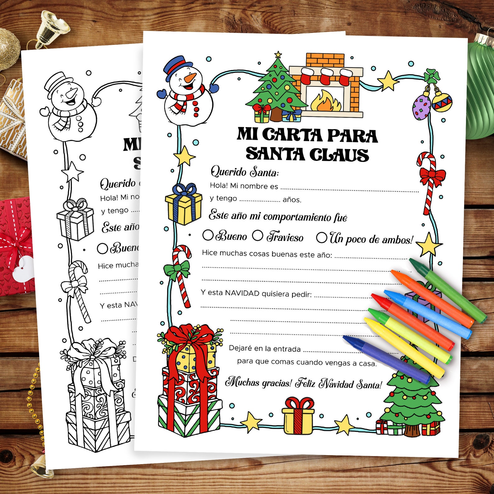 Carta a Santa Claus Para Colorear, Carta De Navidad Imprimible Para ...