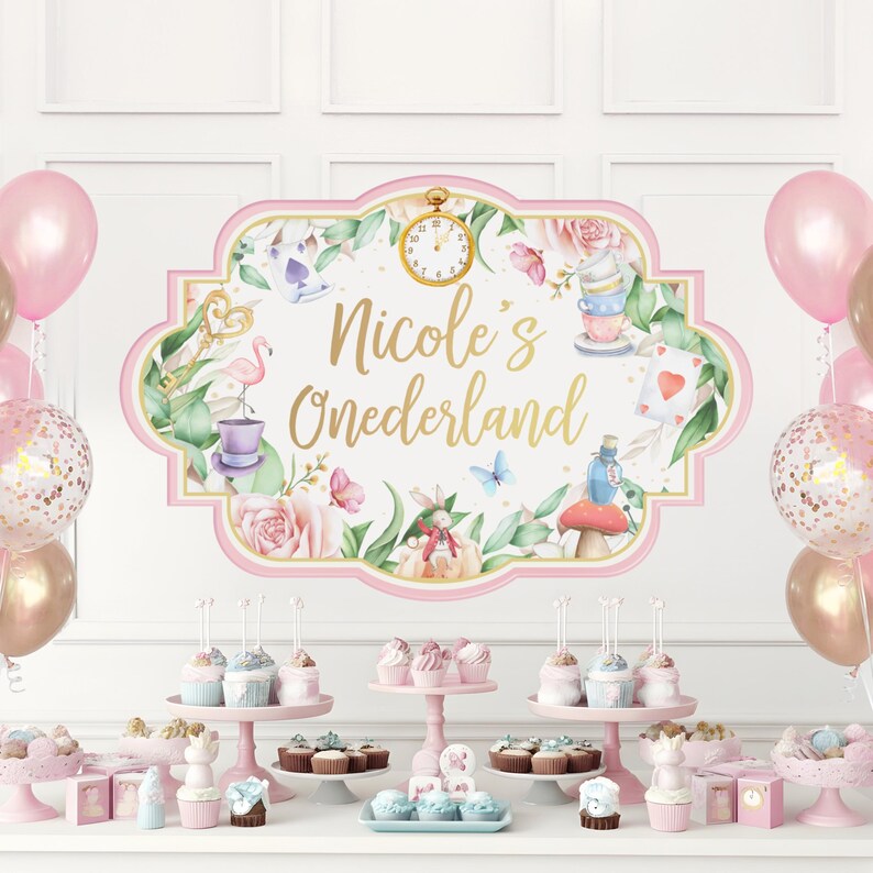 Alice in Wonderland Party Sign, Printable and Personalized Cutout ...