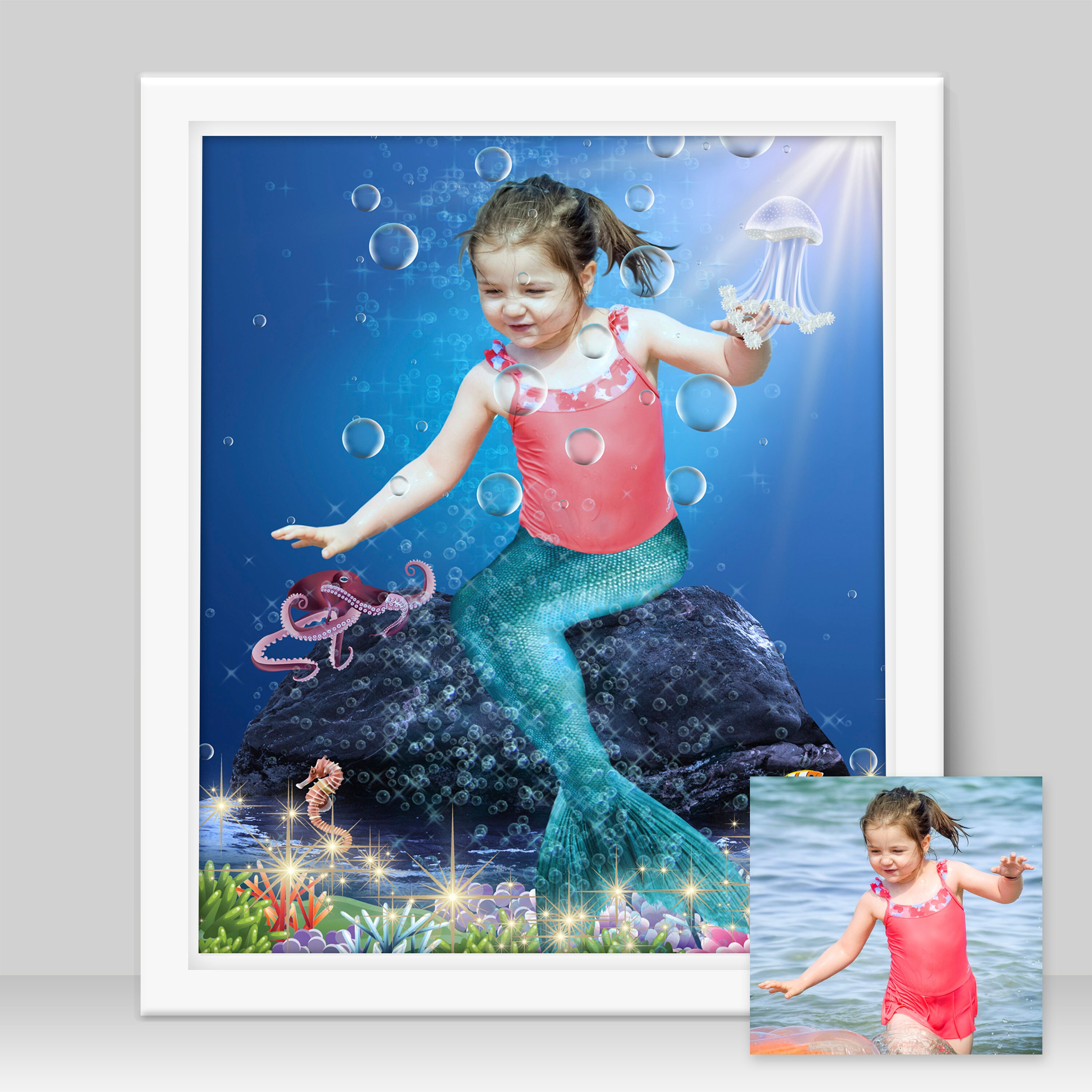 Custom Mermaid Portrait From Photo Digital Mermaid Photo | Etsy