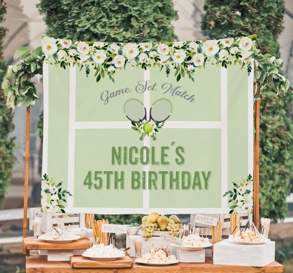 Tennis Party Backdrop, Personalized and Printable Banner for Tennis ...