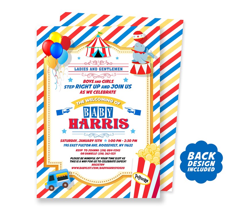 Circus Baby Shower Invitation Printable and Personalized | Etsy España